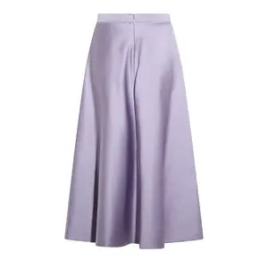 Elisabetta Franchi Duchess Satin Midi Skirt With Logo Chain Detail - Lavender