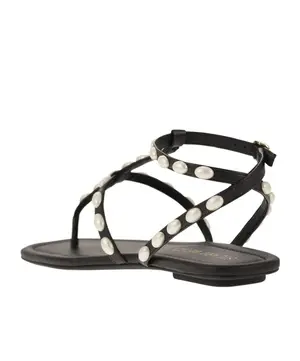 STUART WEITZMAN Embellished Pearlita Thong Sandals With Square Toe