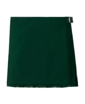 Burberry Pleated Frayed-edge Mini Skirt - Ivy