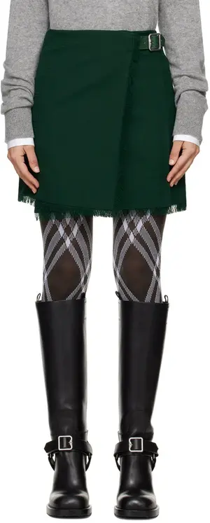 Burberry Pleated Frayed-edge Mini Skirt