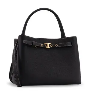 TOD'S T-plaque Belt Detail Tote Bag - Black