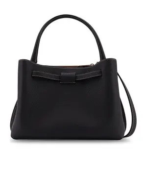 TOD'S T-plaque Belt Detail Tote Bag - Black