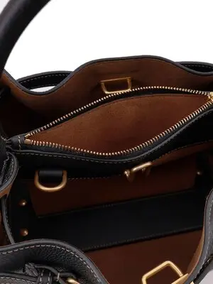 TOD'S T-plaque Belt Detail Tote Bag - Black