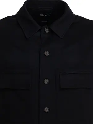 Zegna Cashmere Pocket-detail Overshirt - Black