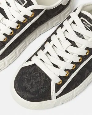 Versace Barocco Greca Lace-up Sneakers - White