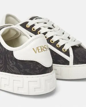 Versace Barocco Greca Lace-up Sneakers - White