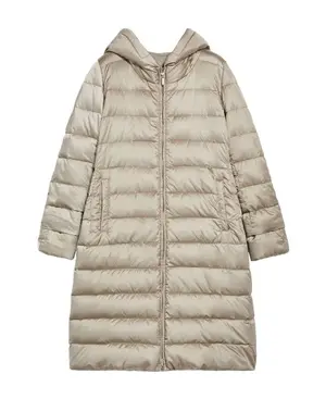 Max Mara Double-sided Waterproof Satin Down Coat With Hood And Belt