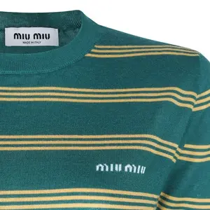 Miu Miu Striped Logo Embroidered Jumper