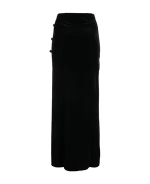 GANNI Velvet Maxi Skirt With Bow Embellishment