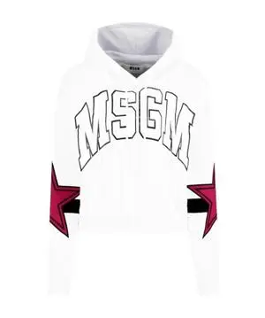 MSGM Printed Logo Hooded Sweater - White