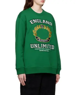Burberry College Graphic Cotton Oversized Sweatshirt - Green