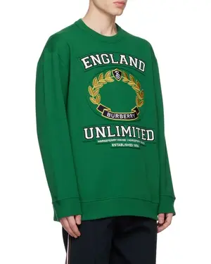 Burberry College Graphic Cotton Oversized Sweatshirt - Green