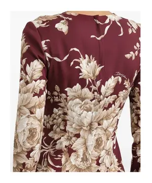 Dolce & Gabbana Rose-print Long-sleeve Dress