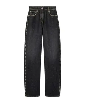 Versace Embellished Straight Leg Jeans - Black