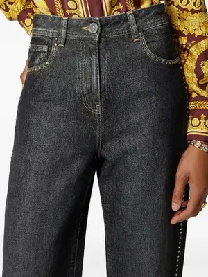 Versace Embellished Straight Leg Jeans - Black