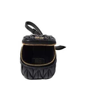 Miu Miu Matelassé Zippered Pouch With Iconic Letter Detail