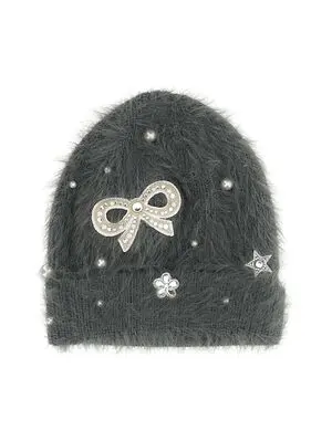 Monnalisa Crystal Embellished Beanie - Black