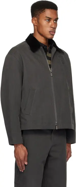 Burberry Zip-up Jacket With B-shaped Decal - Black