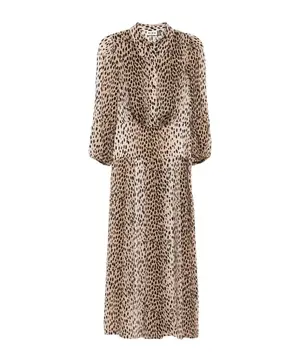 Rixo Izzy Leopard Print Shirt Dress - Nude
