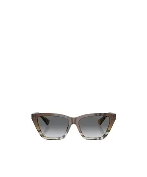 Burberry Cat-eye Full Rim Patterned Sunglasses - Check Sand