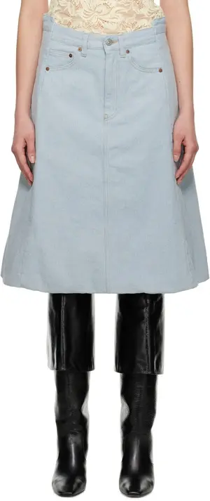 Victoria Beckham Denim Midi Skirt - Gray