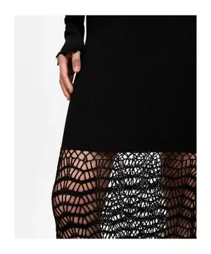 GANNI Maxi Skirt With Crochet Lace And Beaded Fringe