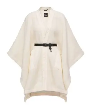 Moncler Mohair And Alpaca Wool Blend Belted Cape - Ivory