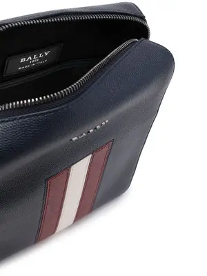 Bally Navy Blue Crossbody Bag With Striped Detail - Black