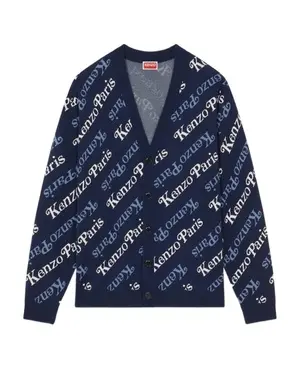 Kenzo All-over Monogram V-neck Cardigan - Black