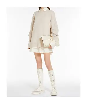 Max Mara Crewneck Jumper With Textured Sleeves