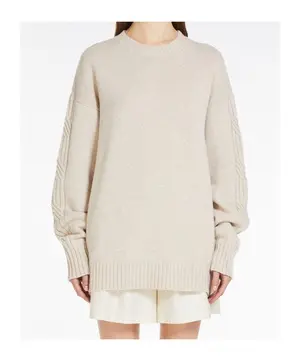 Max Mara Crewneck Jumper With Textured Sleeves