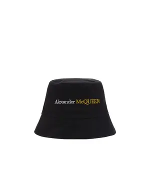 Alexander McQueen Logo Embroidered Bucket Hat - Black