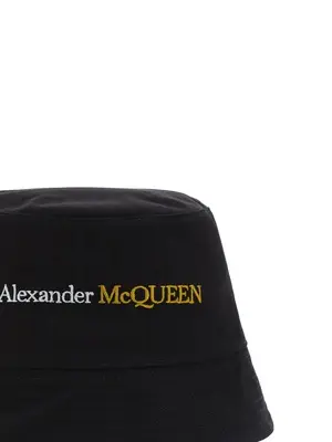 Alexander McQueen Logo Embroidered Bucket Hat - Black