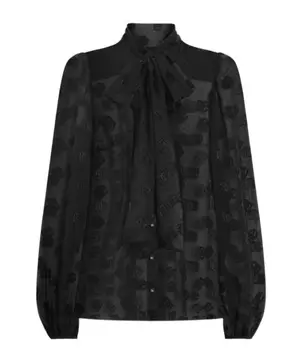 Dolce & Gabbana Logo Jacquard Pussy-bow Shirt