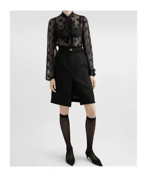Dolce & Gabbana Logo Jacquard Pussy-bow Shirt