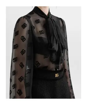 Dolce & Gabbana Logo Jacquard Pussy-bow Shirt