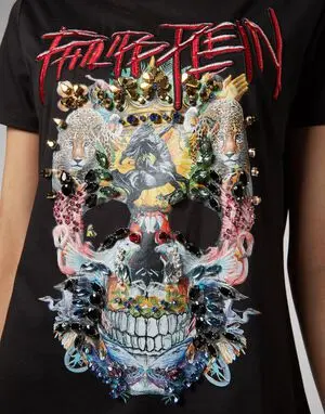 Philipp Plein Embellished Skull Graphic T-shirt Dress