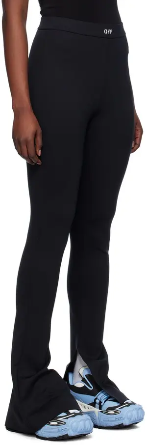 Off-White Logo Printed Flared Leggings - Black