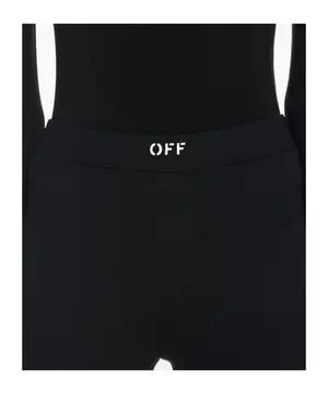 Off-White Logo Printed Flared Leggings - Black