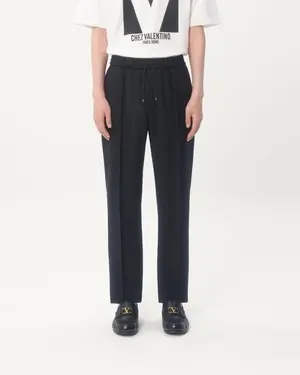 Valentino Garavani Drawstring Straight Fit Trousers - Black