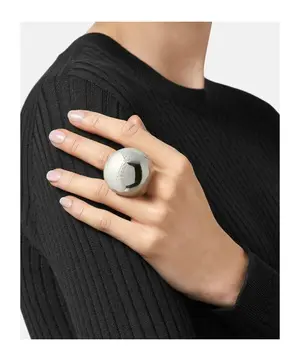 Versace Sphere Logo-engraved Polished Finish Ring