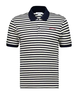 Alexander McQueen Short Sleeved Striped Polo Shirt - Ivory/navy