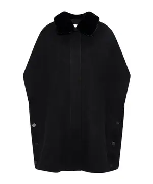 YVES SALOMON Cashmere-blend Cape With Removable Mink Fur Collar