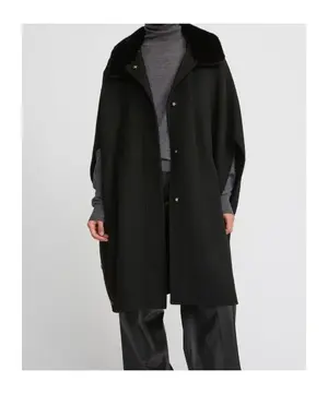 YVES SALOMON Cashmere-blend Cape With Removable Mink Fur Collar