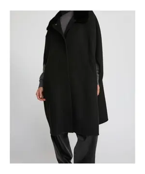 YVES SALOMON Cashmere-blend Cape With Removable Mink Fur Collar