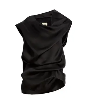 Khaite Luola Cowl Neck Asymmetrical Top