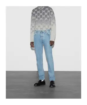 Gucci Straight-leg Jeans With Webbing Detail - Blue