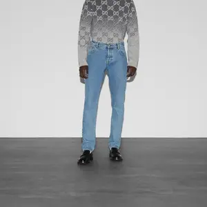 Gucci Straight-leg Jeans With Webbing Detail - Blue