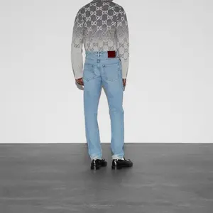 Gucci Straight-leg Jeans With Webbing Detail - Blue