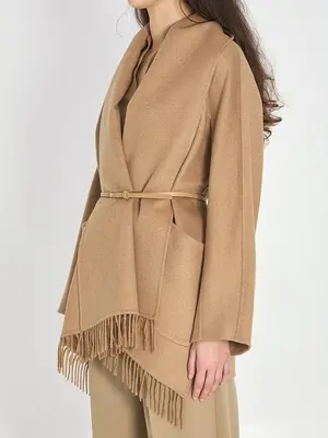 Max Mara Abilita Fringed Belted Coat - Camel